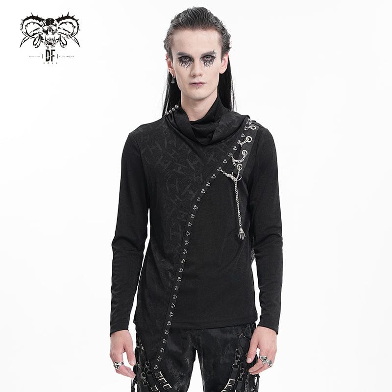 Men's Gothic Chain Rings Stand Collar Sweatershirt – Punk Design