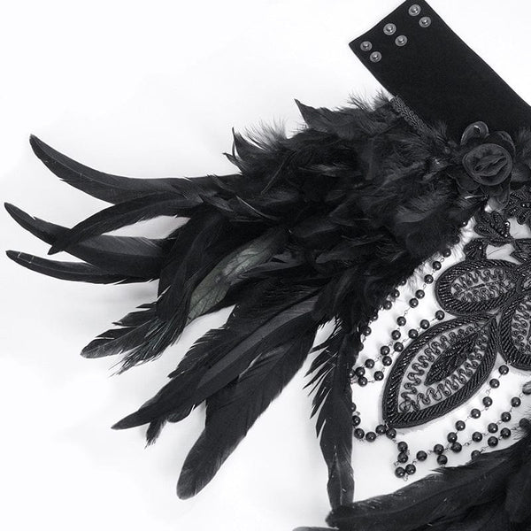 Men's Gothic Stand Collar Beaded Feather Neckwear – Punk Design