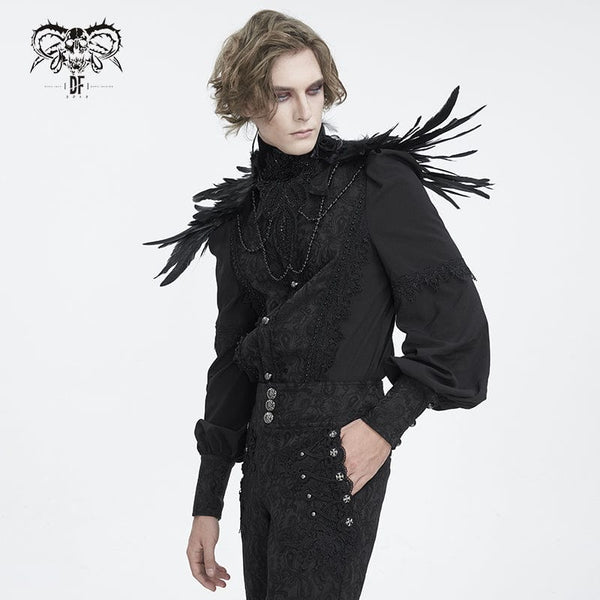Men's Gothic Stand Collar Beaded Feather Neckwear – Punk Design