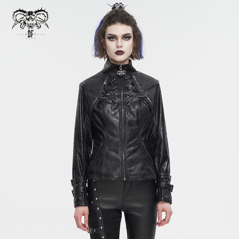 Punk Leather Jacket Women New Womens Punk Full Long Spiked Studded