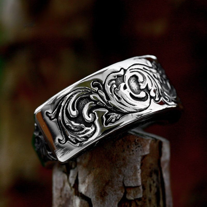 Men's Punk Floral Embossed Ring – Punk Design