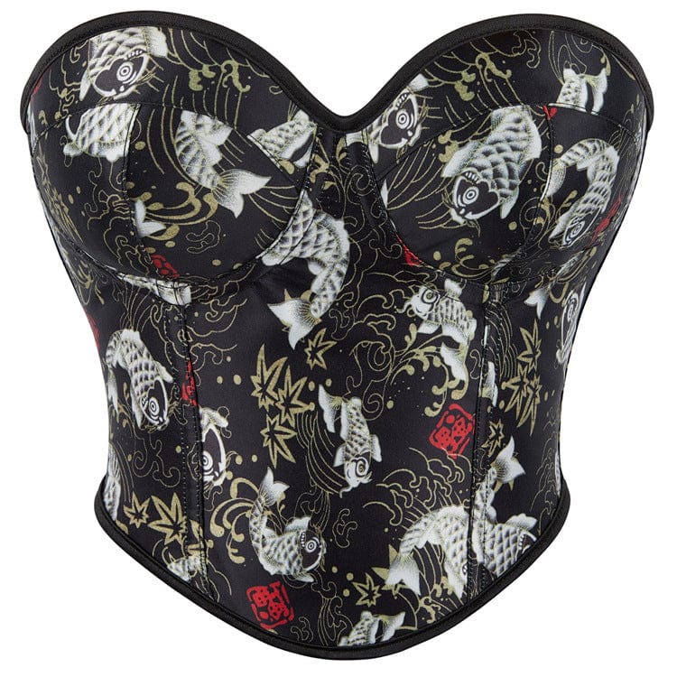 Women's Gothic Fish Pattern Lace-up Overbust Corset – Punk Design