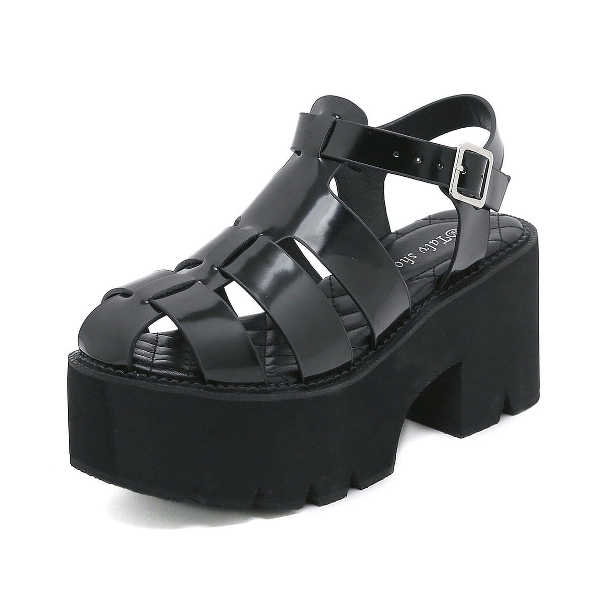 Women's Punk Patent Leather Buckle Platform Sandals – Punk Design