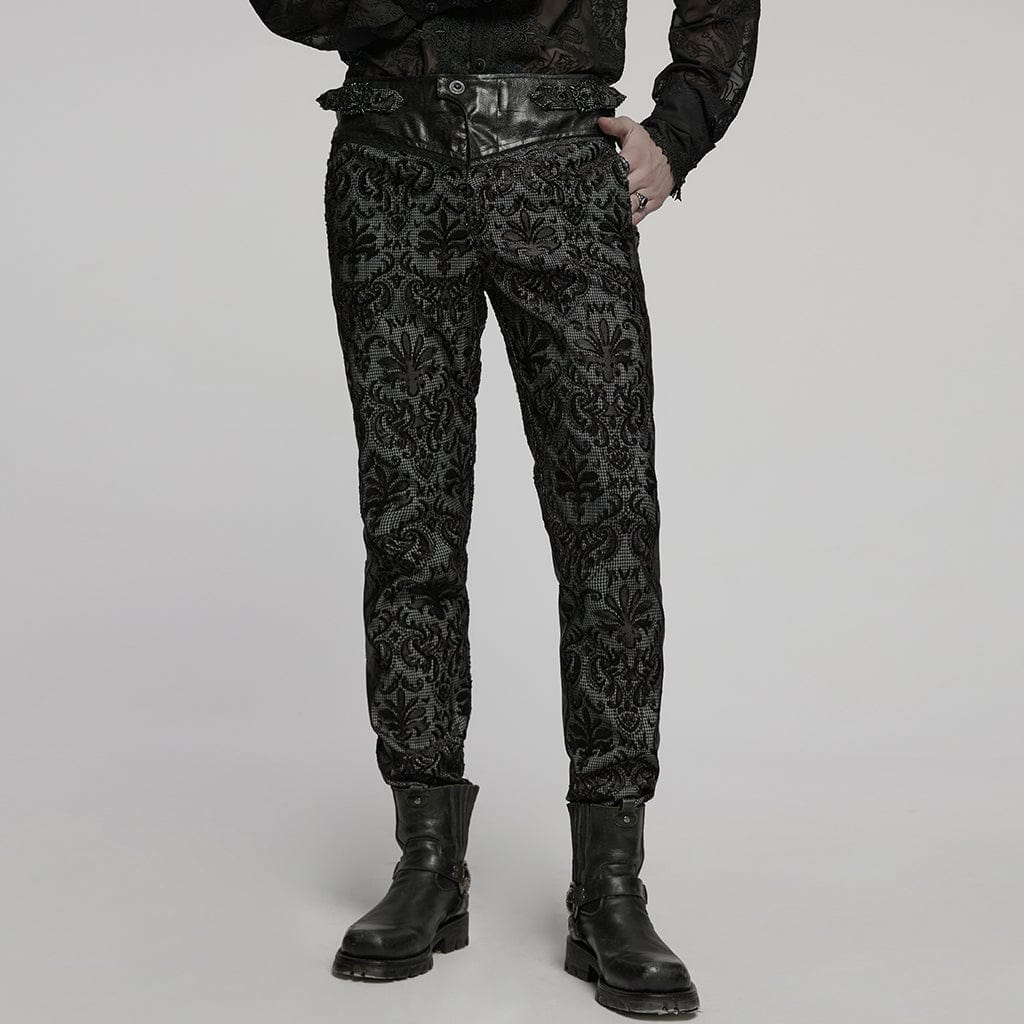 Men's Gothic Floral Embroidered Buckle Pants – Punk Design