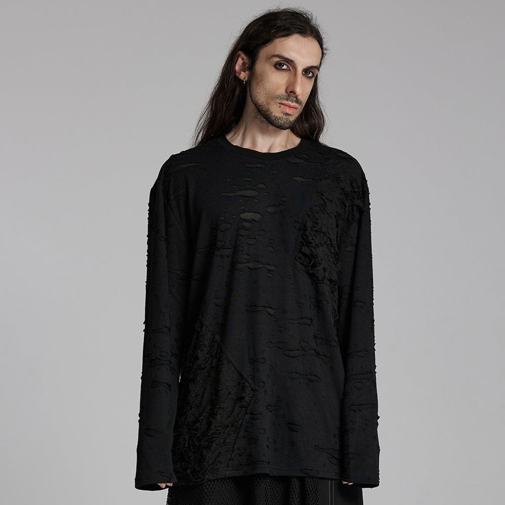 Men's Gothic Ripped Mesh Shirt – Punk Design