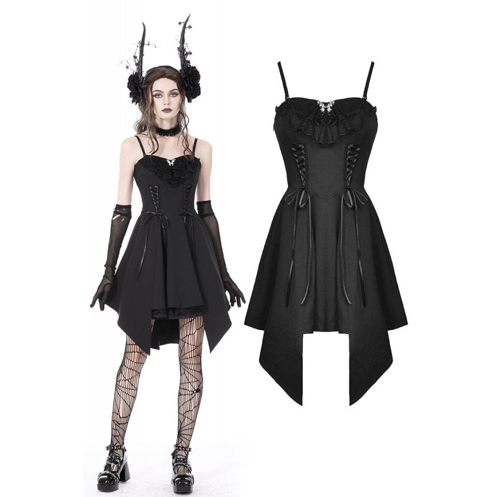 Women's Gothic Irregular Ruffled Slip Dress – Punk Design