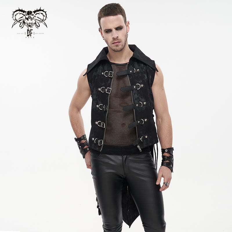 Men's Gothic Turn-down Collar Swallow-tailed Buckles Vest – Punk Design