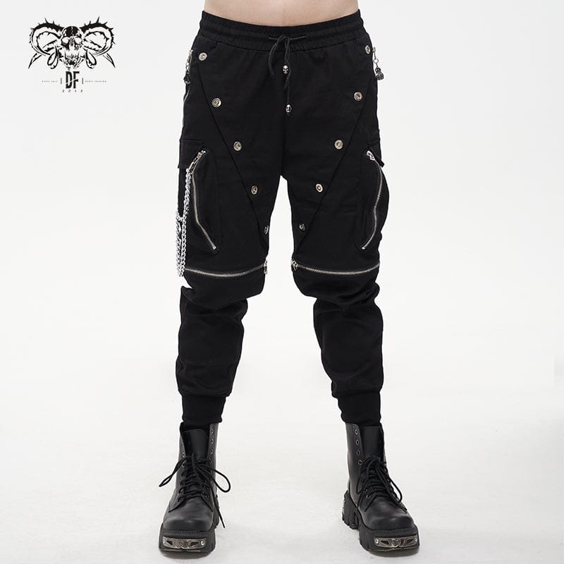 Men's Punk Metal Chain Cargo Pants With Detachable Legs – Punk Design