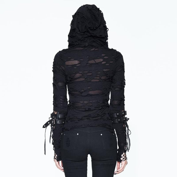 Women's Distressed Hooded Punk Goth Top – Punk Design