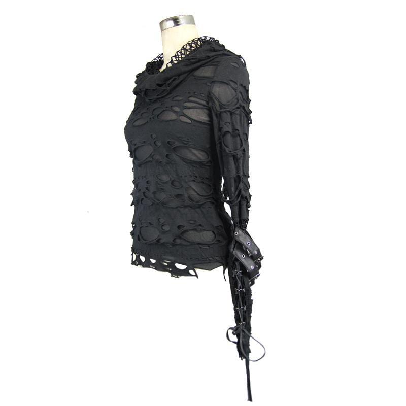Women's Distressed Hooded Punk Goth Top – Punk Design