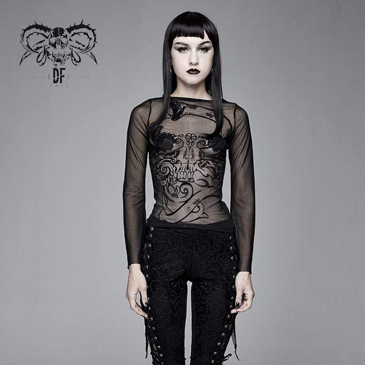 Women's Goth Sheer Flare Sleeved Mesh Tops – Punk Design