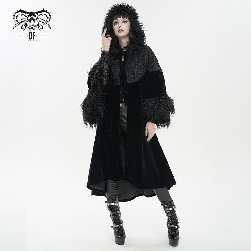 Women's Gothic Fluffy Splice Embossed Cloak – Punk Design