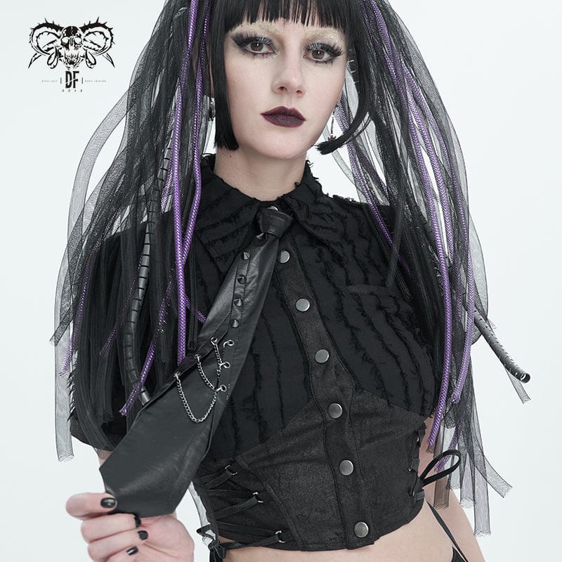 Women's Punk Studded Chain Faux Leather Tie – Punk Design
