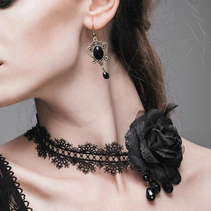 Vintage Lace and Rose Neck Band – Punk Design
