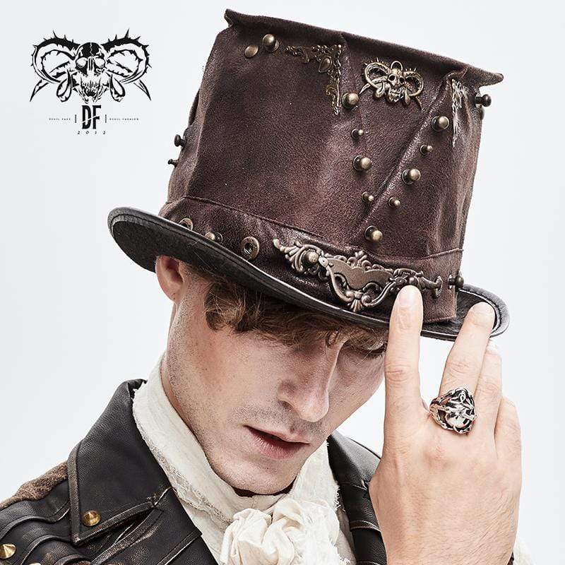 Men's Steampunk Devil Skull Metal Rivets Hats – Punk Design
