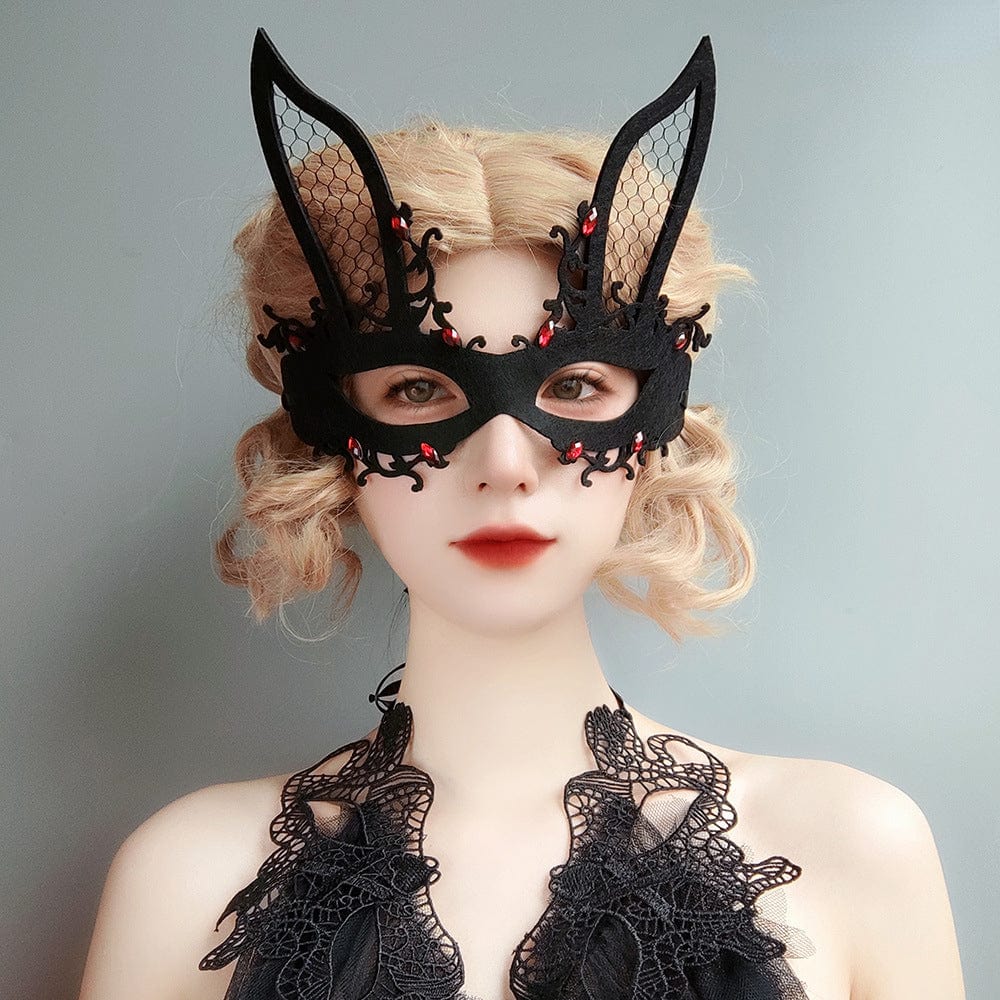 Women's Gothic Rabbit's Ears Bead Mask – Punk Design