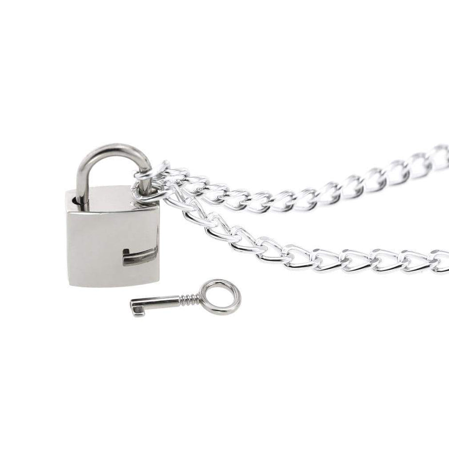 Women's Metal Chain Faux Leather Choker With Lock&Key – Punk Design
