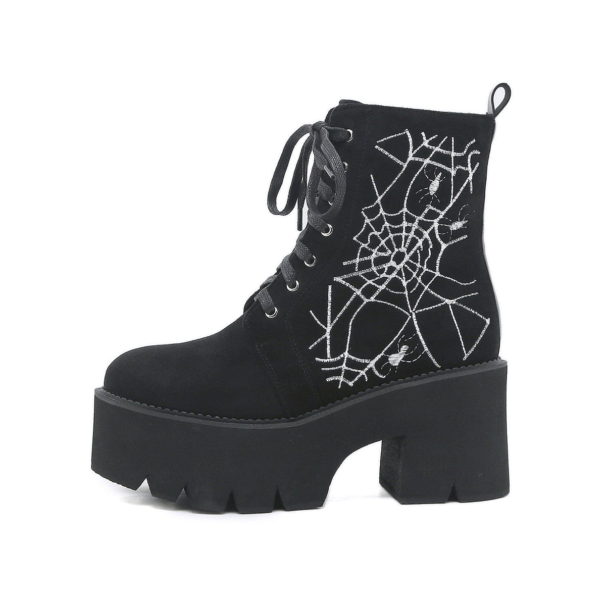 Women's Punk Spider Web Embroidered Platform Boots – Punk Design