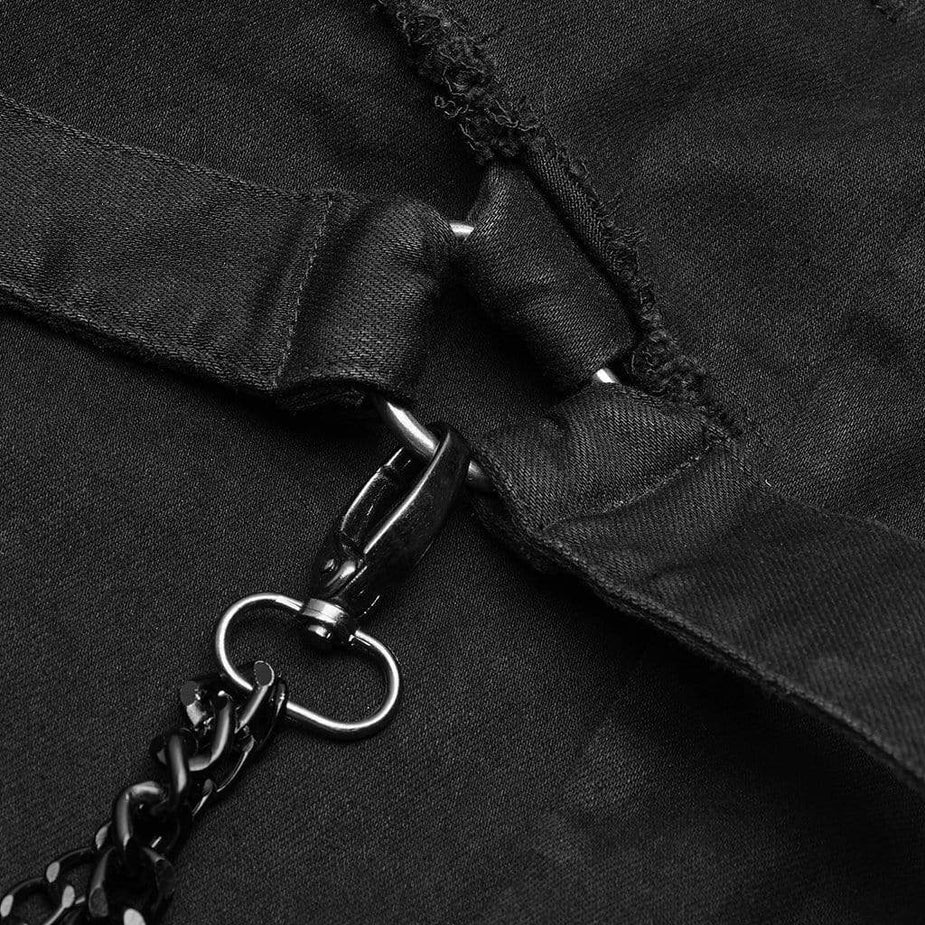 Men's Goth Ripped Straps Skinny Denim Pants With Waist Chain – Punk Design