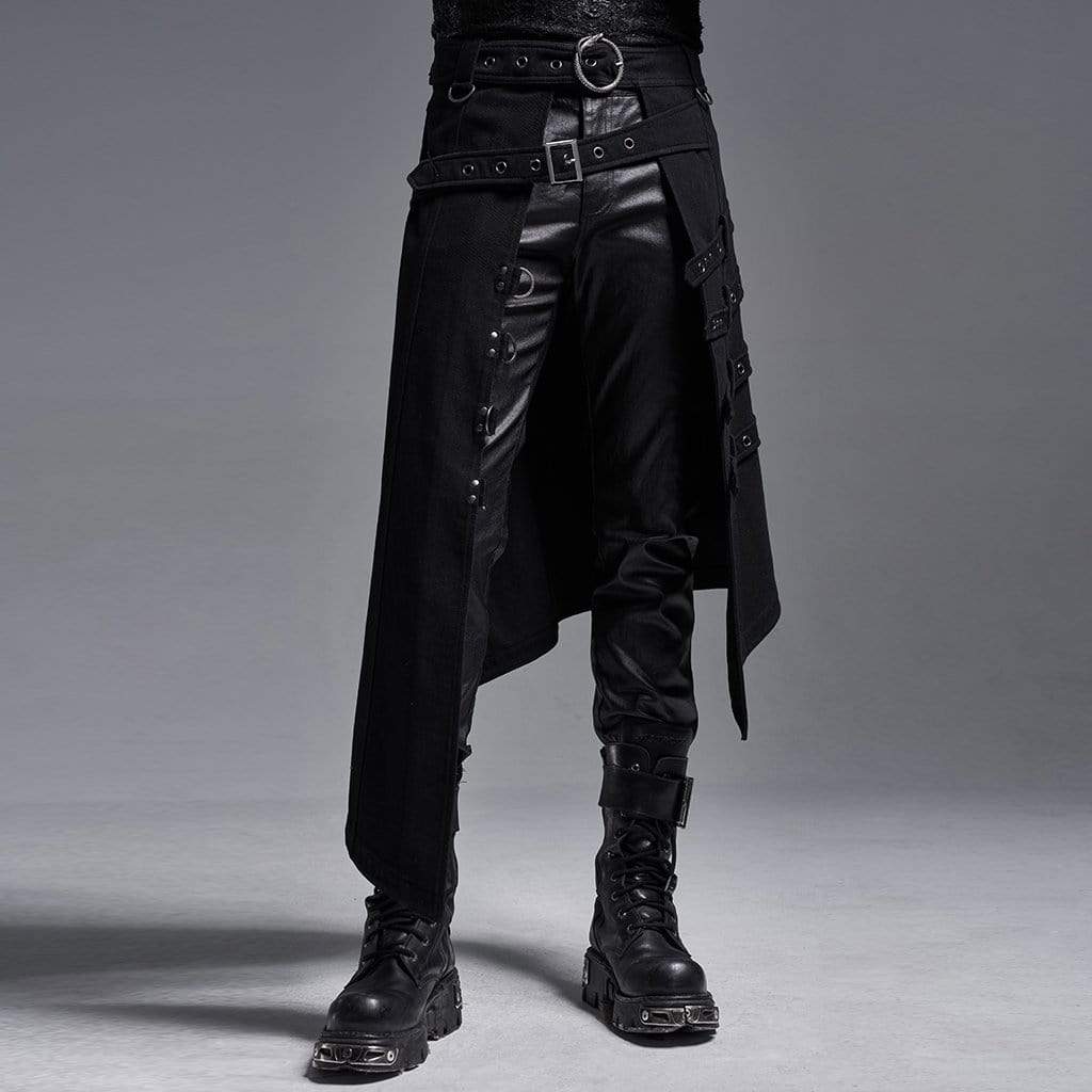 Men's Gothic Irregular Overskirts With Belts – Punk Design