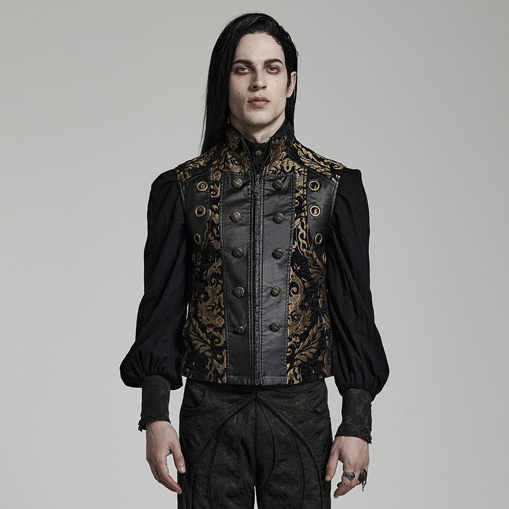 Men's Gothic Stand Collar Embossed Vest – Punk Design