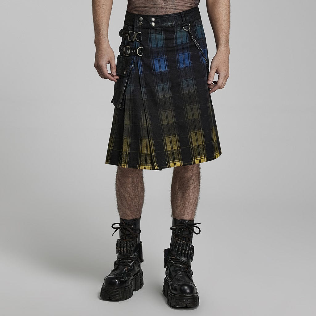 Men's Punk Color Gradient Plaid Kilt – Punk Design