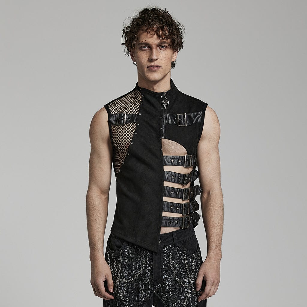 Men's Punk Cutout Buckles Vest – Punk Design