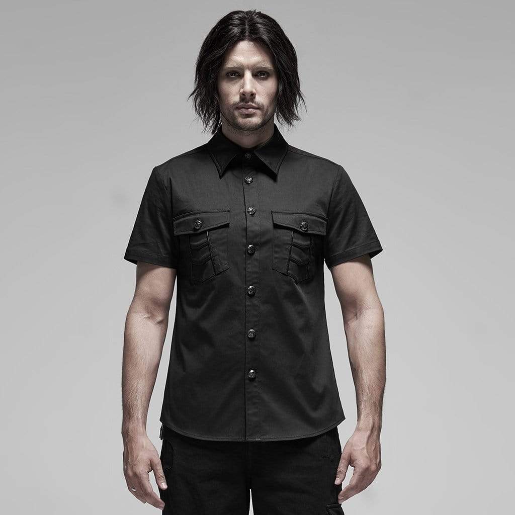 Men's Punk Short Sleeved Metal Button Shirts – Punk Design