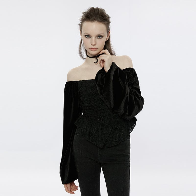 Women's Gothic Off Shoulder Ruffled Shirt – Punk Design