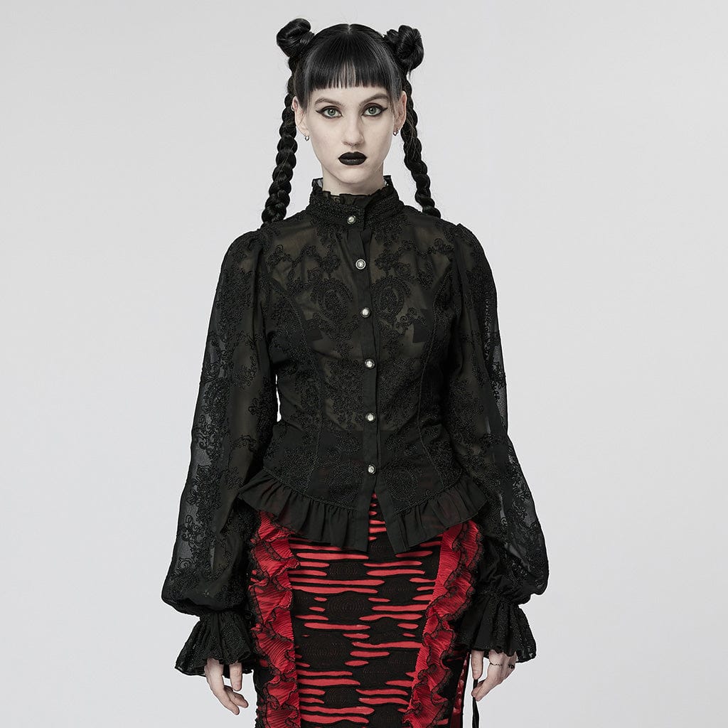 Women's Gothic Puff Sleeved Sheer Shirt – Punk Design