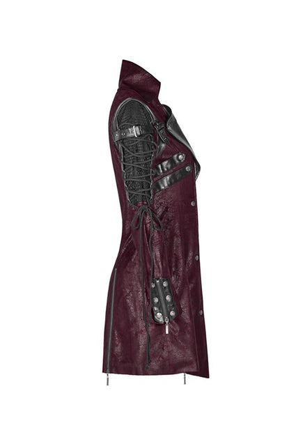 Women's Punk Studded Faux Leather Zipper Red Jacket – Punk Design