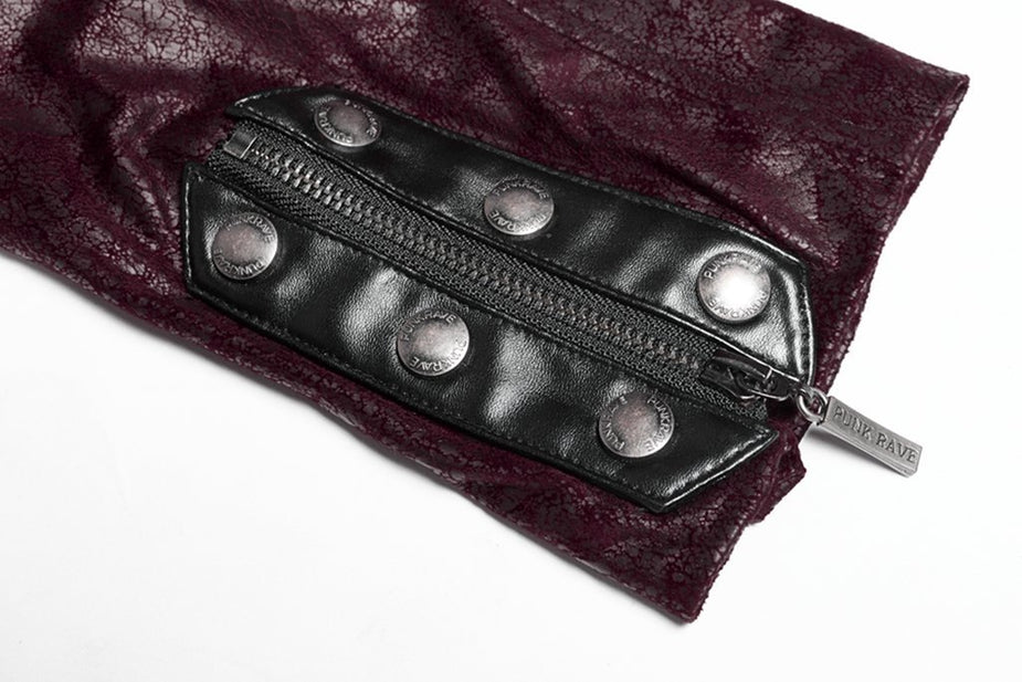 Women's Punk Studded Faux Leather Zipper Red Jacket – Punk Design