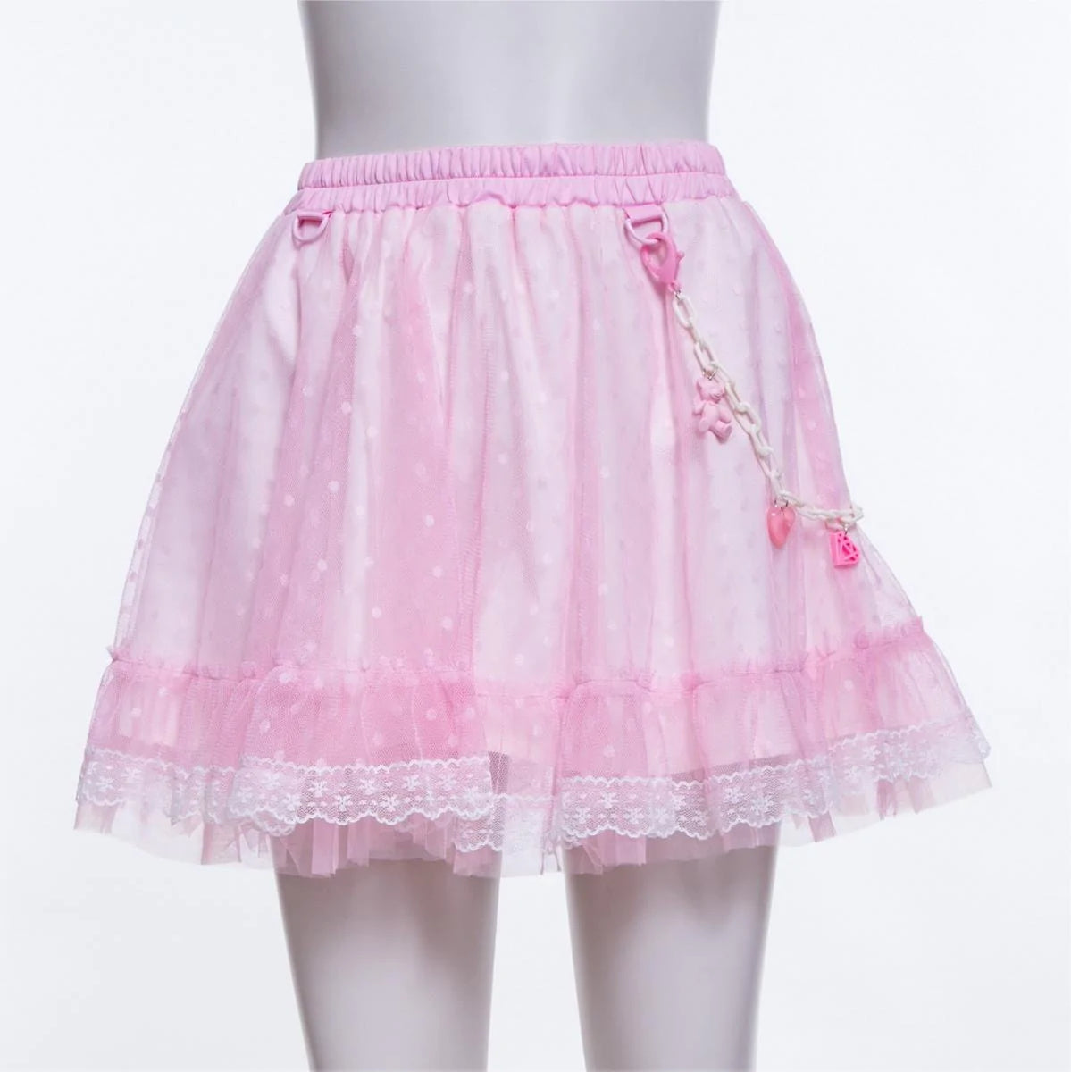 Women's Grunge Ruffled Mesh Skirt with Chain – Punk Design